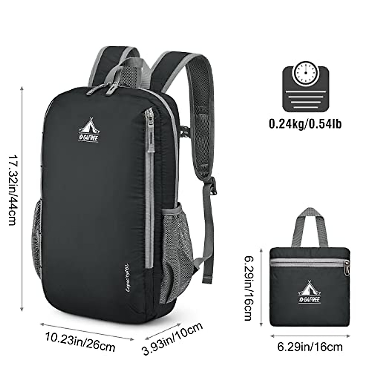 G4Free 16L Lightweight Hiking Daypack Packable Small Backpack Water Resistant Shoulder Bag for Travel Outdoor Men Women