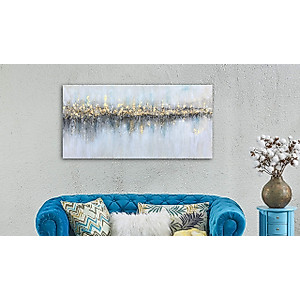 "Glowing from Afar" Oil Painting Prints on Wrapped Canvas, Wall Art Decoration for Office Living Room Bedroom, 47x23.5 inch