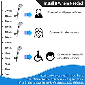 YDmeet Shower Head Holder and 71 Inch Shower Head Hose for Handheld, All Metal, Brushed Nickel