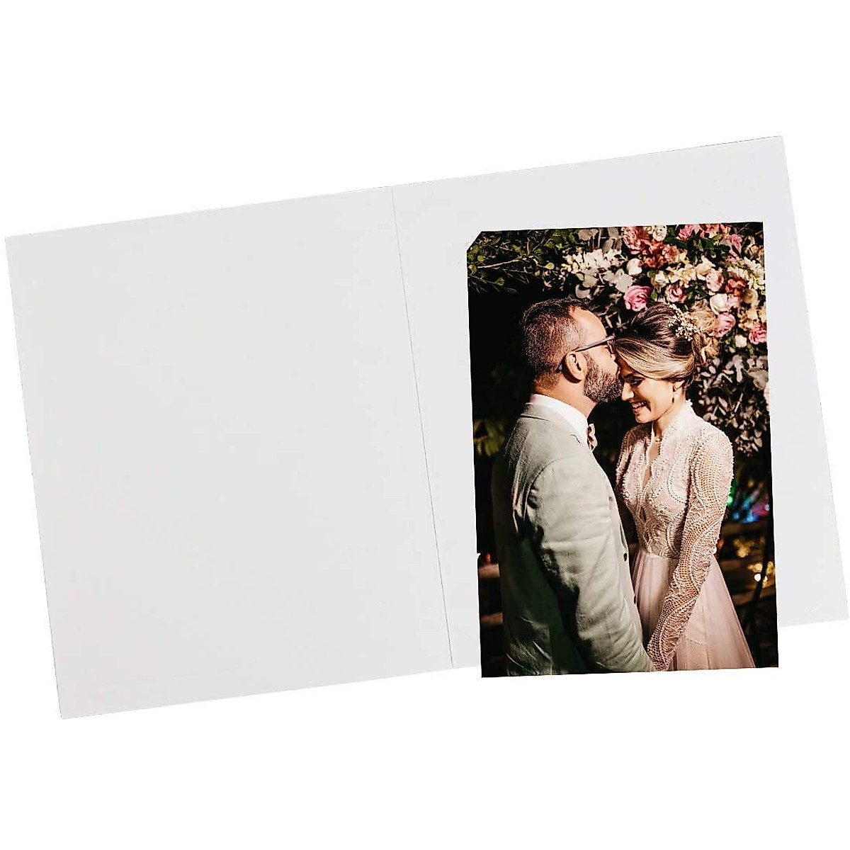 Golden State Art, Pack of 50, 6x8 or 8x10 Photo Folders, Cardboard Picture Frame, Paper Photo Frame Cards, Greetings/Invitation Cards, Special Events: Graduation, Christmas, Wedding(White)