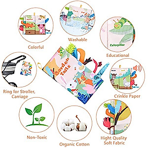 Vicloon Baby Books 0-6 Months, Soft Cloth Books Baby Books Bath Books, Infant Tummy Time Toys High Contrast Sensory Baby Toys Crinkle Squeaky Washable Chewable Non-Toxic Early Educational Book