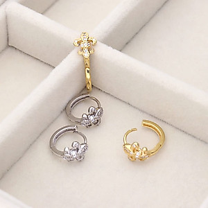 BERRICLE Sterling Silver Cubic Zirconia CZ Small Fashion Hoop Huggie Earrings for Women, Rhodium Plated 0.5"