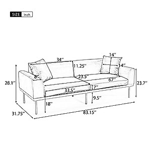 Lifeand Modern Velvet Sofa with Metal Legs,Loveseat Sofa Couch with Two Pillows for Living Room and Bedroom,Blue