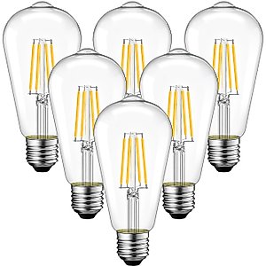 ANWIO ST21 LED Filament Bulb 7W(60 Watt Equivalent) Dimmable 2700K Warm White Vintage Edison Light Bulb E26 Medium Base (6-Pack)