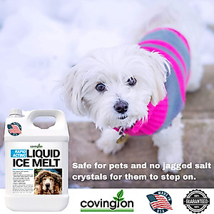 Ice Melt, Pet Safe Ice Melt, De Icer for Sidewalks, Driveways, Decks, & Concrete. Spray Pet Friendly Liquid Ice Melt, Covers More Ground & Easier than Spreading Salt Pellets, USA Made-1 Gallon