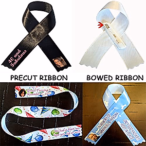 Personalized Ribbon Bow with Optional Pin for Memorial Funeral Awareness Event Or Party with Custom Printed Photo