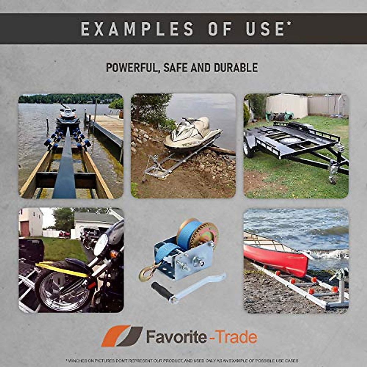 Boat Winch Strap with Hook 3200 lbs ATV - Heavy Duty Hand Crank Winch - Best Boat Trailer Winch(Mount Plate with 5 Bolts Included)