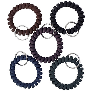 BIHRTC 5PCS Spiral Keychain Bracelet Wrist Coil Stretch Wristband Elastic Stretchable Bracelet Key Ring Key Chain Key Holder Spring Flexible Spiral Wrist for Gym Pool Outdoor Sauna Keychain