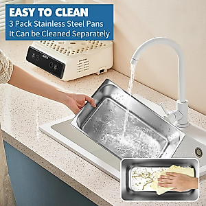 Plieren 82QT Insulated Food Pan Carrier w/4 Concealed Type Wheels,Commercial Soup Warmer w/6 H2.5 Stainless Steel Food Pans w/lid, Food-Grade Material Hot Box Catering for Restaurant, Canteen, Home