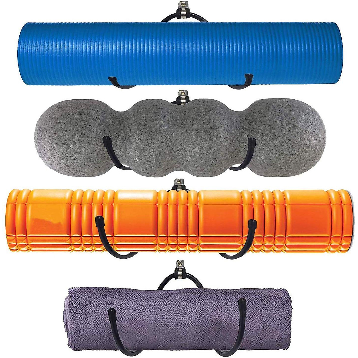 Universal Metal Adjustable Wall Rack, Wall Storage Mount Holder Shelf for Yoga Bolster, Yoga Mat Bag, Exercise Mat, Yoga Blocks, Yoga Mat Towel, Carrying Strap, Yoga Knee Pad, Foam Roller, Up to 20Lbs