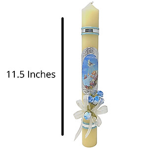 CB Church Supply Hand Decorated Sacramental Baptism Candle by Will & Baumer, 11.25-Inch, Boy with Dove