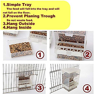 EVERDAZZLbaby 2Pcs Automatic Bird Feeder Seed Food Container in Cage No Mess Hanging Feeding Bowl for Budgerigar Canary Cockatiel Finch Parakeet