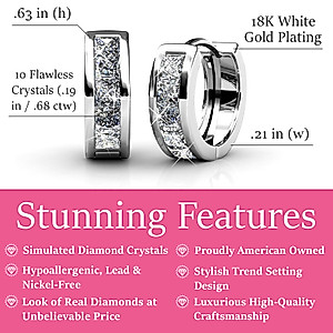 Cate & Chloe Giselle 18k White Gold Plated Crystal Hoop Earrings for Women | Best Silver Earring Set with Crystals, Fashion Jewelry for Women, Hypoallergenic, Gift For Her
