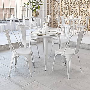 Flash Furniture Commercial Grade 30" Round White Metal Indoor-Outdoor Table