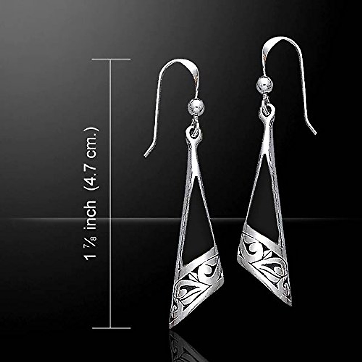 Jewelry Trends Sterling Silver Created Black Onyx Filigree Long Dangle Earrings