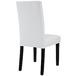 Modway Confer Modern Tufted Faux Leather Upholstered Parsons Kitchen and Dining Room Chair in White