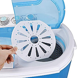 Saturnpower Portable Washing Machine, 9.9lbs Mini Compact Twin Tub Washer Drum Washing Machine Laundry Washer w/Spin Cycle Basket and Drain Hose