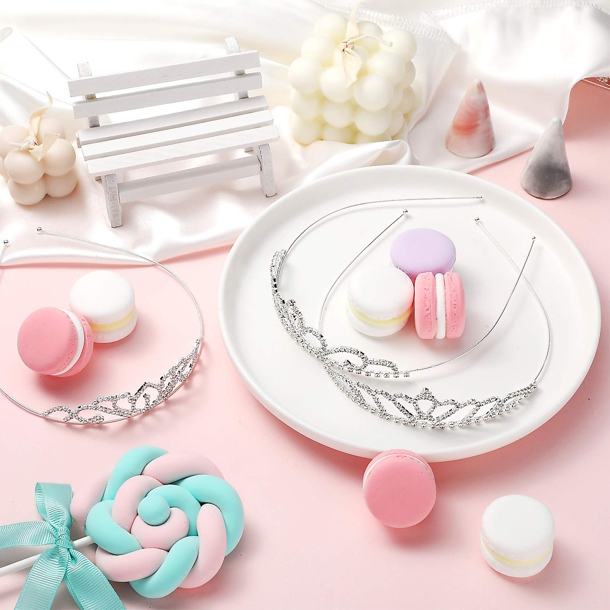 8 Pieces Girls Princess Tiara Crown Rhinestones Tiara Headband Crystal Toddler Crown for Wedding Birthday Crown Party (Vintage Style,Alloy, Rhinestones)