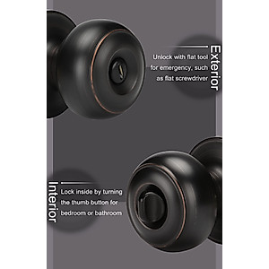 goldenwarm Oil-Rubbed Bronze Interior Door Knobs, Interior Door Knobs Bedroom, Bronze Door Knobs Privacy, Oil-Rubbed Bronze Finish Door Knobs Interior, Door Knobs Bulk(6 Pack, Oil-Rubbed Bronze)