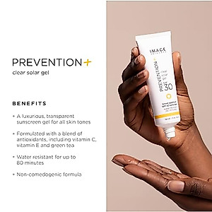 IMAGE Skincare, PREVENTION+ Clear Solar Gel SPF 30 Sunscreen, Broad Spectrum, Transparent Weightless Finish and No White Cast, Perfect Travel Size, 1.5 oz