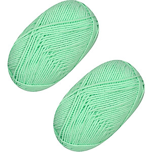 2 Pcs 100g Cotton Acrylic Yarn for Crocheting,Soft and Fluffy Crochet Yarn for Knitting and Crafts，4 ply Warm Yarn for DIY Slippers Cushions Dolls Bags Blankets Ornaments and Trinkets（Aqua Green）