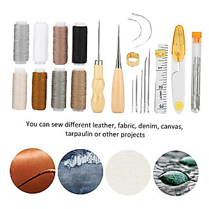 [Premium Leatherworking Tools DIY Set - Includes Thread Awls & Accessories - Complete Leather Craft Supplies for Beginners - Leather Stitching Kit and Craft Starter Set]