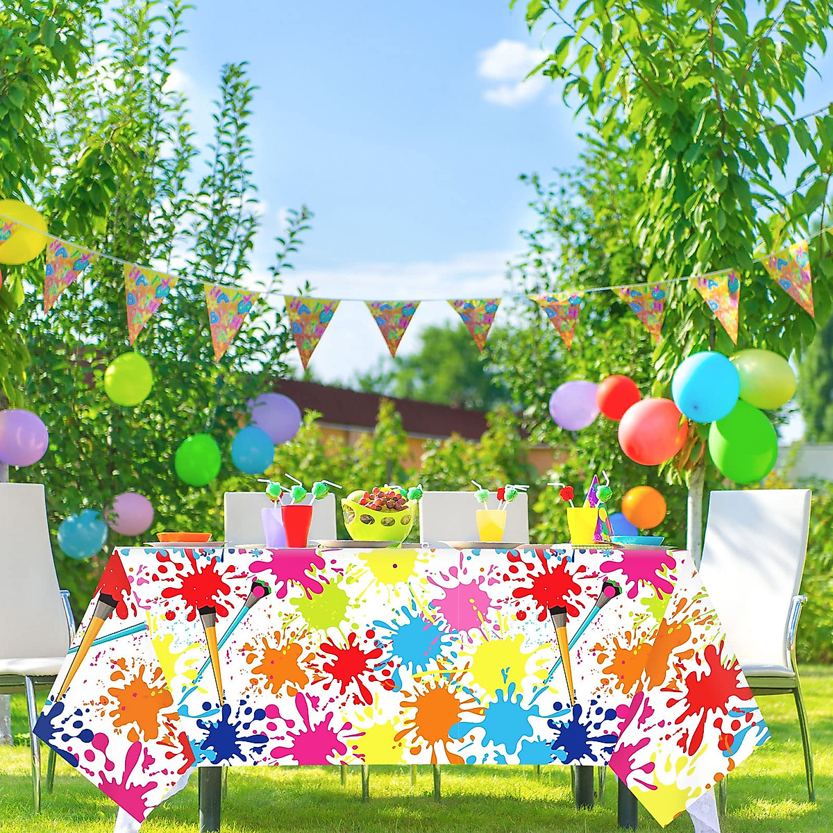 gisgfim 3 Pcs Art Paint Tablecloth Party Supplies Art Theme Birthday Party Decorations Creative Artist Painting Party Table Covers for Kids 105 x 54 inch