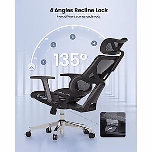 Ergonomic Mesh Office Chair - Home Office Desk Chair with Lumbar Support - Computer Chair Back Height Adjustable Black (Ergo Upgrade 518)