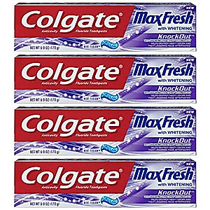 Colgate Max Fresh Toothpaste - KnockOut - With Odor Neutralizing Technology - Net Wt. 6 OZ (170 g) Per Tube - Pack of 4 Tubes