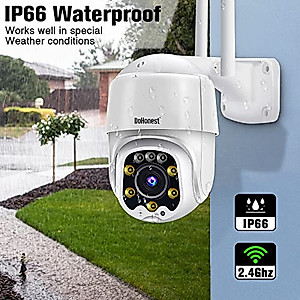 DoHonest Security Camera Outdoor HD 1080P WiFi IP Cam Pan Tilt 360° Surveillance Waterproof Home Security System Motion Detection Auto Tracking 2 Way Audio Night Vision Compatible with Alexa S02