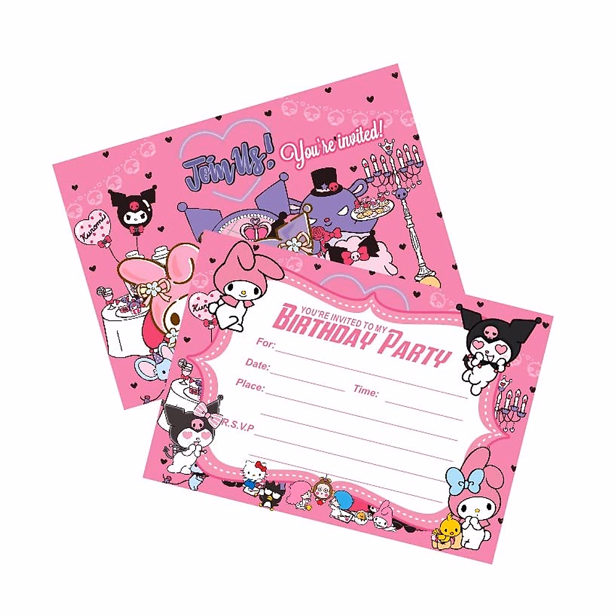 SUTRADHAR 24pcs kuromi and melody Birthday Invitations,kuromi and melody Party Invitations Birthday Party Supplies Decoration (Invitations24)