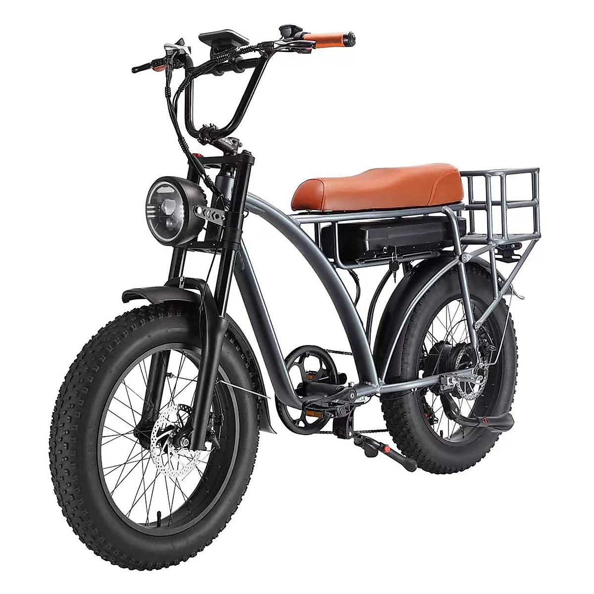 Accinouter SMLRO E5 Plus Electric Bike for Adults 20" x 4.0 Fat Tire with 2000W Dual Brushless Motor, 45 KM 30MPH Shimano 7 Speed MTB, 48V 18Ah Removable Battery, Cargo Bike