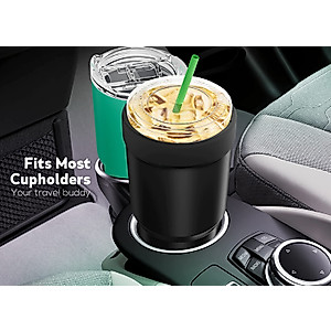 Meoky Double Wall Stainless Steel Iced Coffee Sleeve Reusable, One Size Fits All Coffee Sleeve for Starbucks, Dunkin Donuts, McDonalds (16-24oz, Midnight)