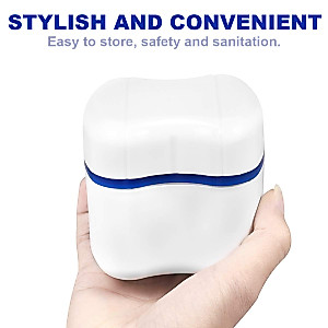 Retainer Case with Strainer Basket - Denture Storage Container Case Denture Cleaning Case for Braces, Dentures & Aligners (Blue)