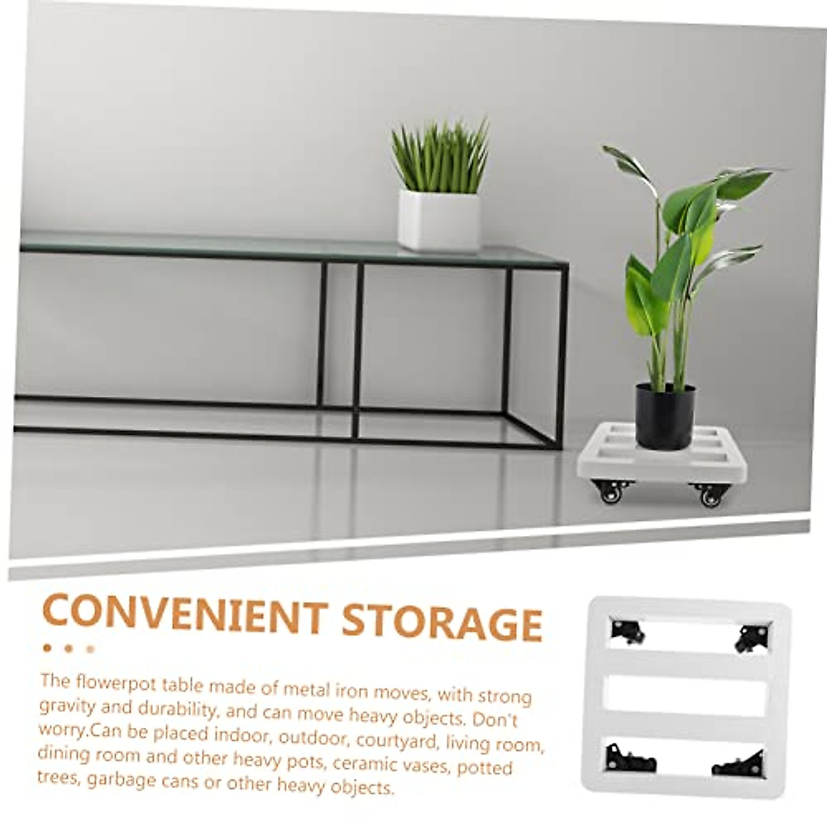 Cabilock Mobile Pot Base Round Planter House Plants Bonsai Planter Pot Round Flower Pots Rack Caddies Heavy Duty Plant Caddy with Wheels Iron Potted Plant Caddy Rolling Plant Tray Pulley