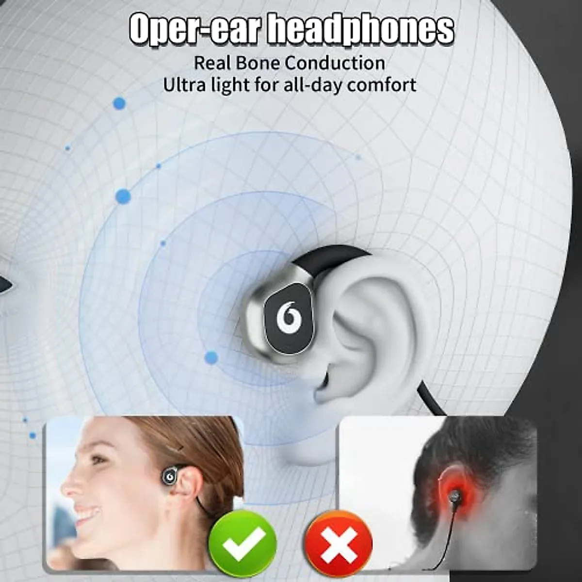 idudu Bone Conduction Headphones Bluetooth Open Ear Sport Headphones Wireless Earphones for Cycling & Running Workout