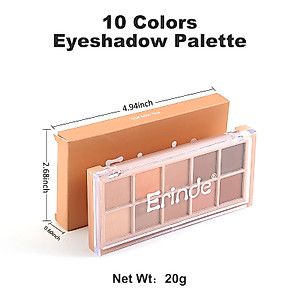 Erinde 10 Colors Eyeshadow Palette - Matte Nude Naked Eye Shadow Makeup, Ultra-Blendable High Pigmented Long Lasting, Neutral Beige Brown Eye Make Up Pallet with Brush Travel Size Gift Kit, Milk Tea