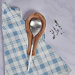 Folkulture Spoon Rest for Kitchen Counter, Spoon Holder for Stove Top or Countertop, Set of 2 Holder for Spatula, Spoons or Tongs, Modern and Rustic Farmhouse Spoon Rest for Cooking, Acacia Wood, 10"