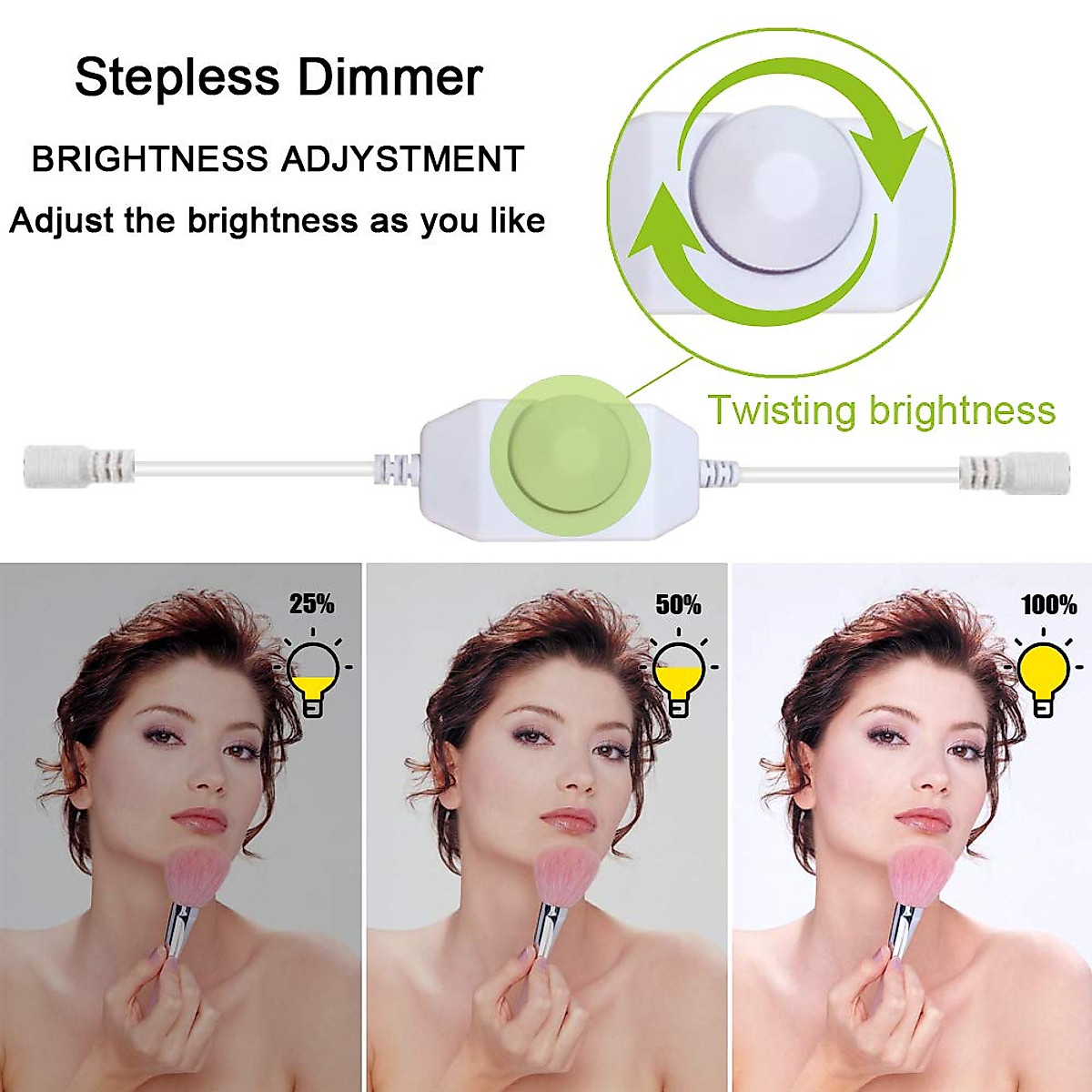 ZOKON 13ft/4M Bendable Led Vanity Mirror Lights Kit Vanity Make-up Mirror Adjustable Flexible Strip Light Table Set with Dimmer Power Supply Mirror Not Included (White)