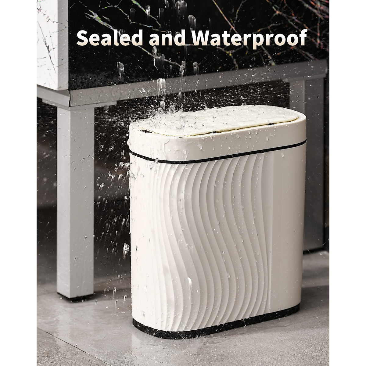 Huaqinglian 2.6gallon Small Automatic Trash can Plastic,touchless Smart Garbage can,Motion Sensor Trash can with lid for Bathroom,Kitchen,Bedroom,Office