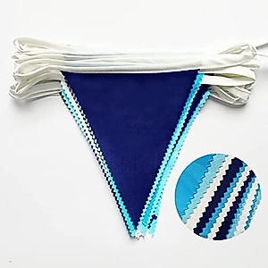 10M/32Ft Royal Blue Party Decorations Triangle Flag Pennant Bunting Fabric Garland for Wedding Birthday Ahoy Achor Nautical Pirate Bridal Baby Shower Under The Sea Party Festivals Decoration