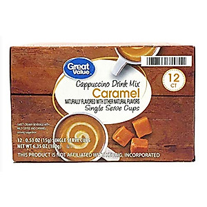 Great Value Cappuccino Coffee and Hot Drink Single Serve Pods, 12 Count (Caramel Cappuccino, Pack of 1)