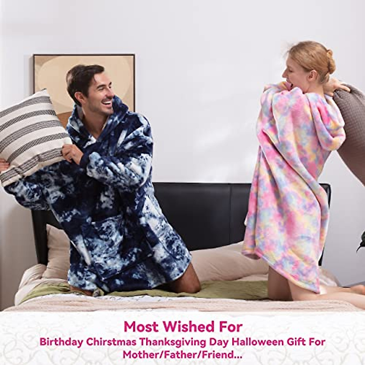 HANYUN Wearable Blanket Sweatshirt for Women and Men,Oversized Sherpa Fleece Blanket Hoodie with Giant Pocket Super Warm and Cozy