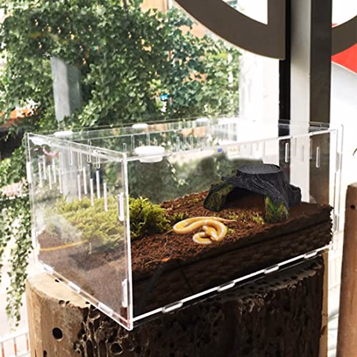 Hamiledyi Reptile Hideout Cave,Resin Simulation Rock Hideout Terrarium Habitat Decortion for Lizards Geckos Chameleons Frogs Turtles Snakes