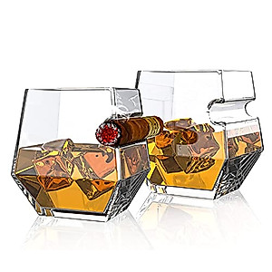 KIT TOWN Old Fashioned Whiskey Glass with Holder Rest, Whiskey Gifts for Men, Fathers Day Gifts 11 Oz Glass Whiskey Tumbler for Scotch, Bourbon, Liquor and Cocktail Drinks