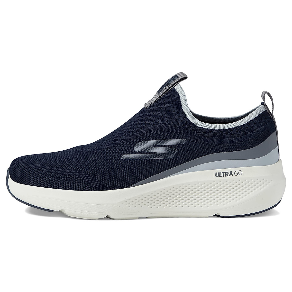 Skechers Men's GOrun Elevate-Athletic Slip-On Workout Running Shoe Sneaker with Cushioning, Navy/Grey, 11