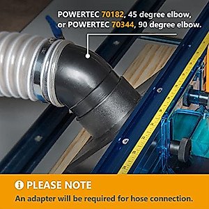 POWERTEC 71733 Full Size Router Bit Guard Kit with Router Table Dust Port | 2.5” ID x 6.5” Dust Collection Adapter