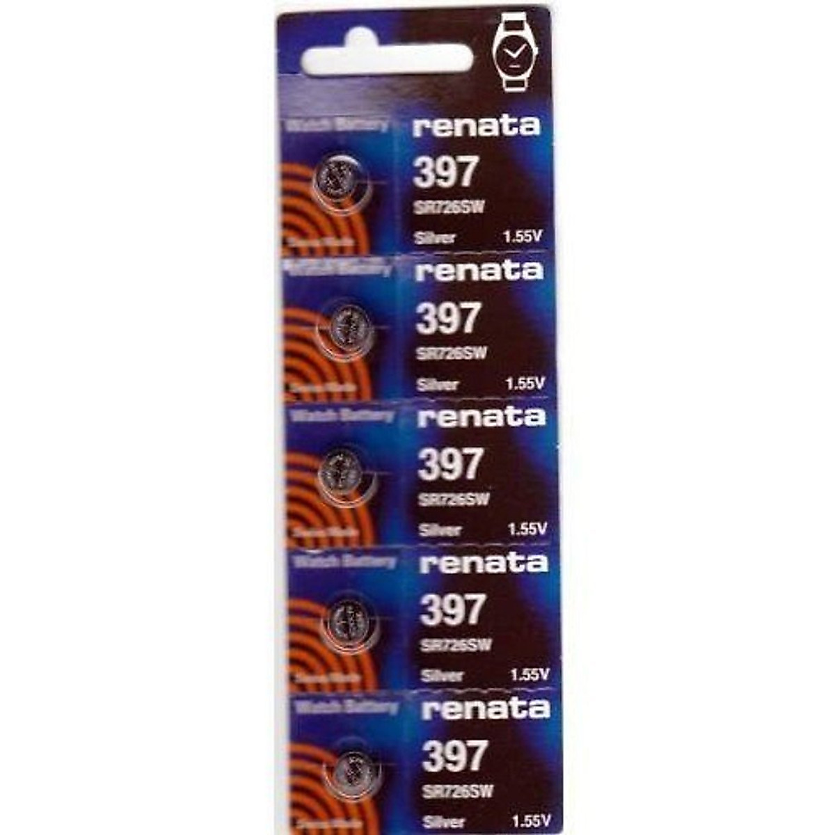 Renata Watch Battery Swiss Made Renata 397 or SR726SW Or AG2 1.5V (1 Battery, 397 or SR 726 SW)