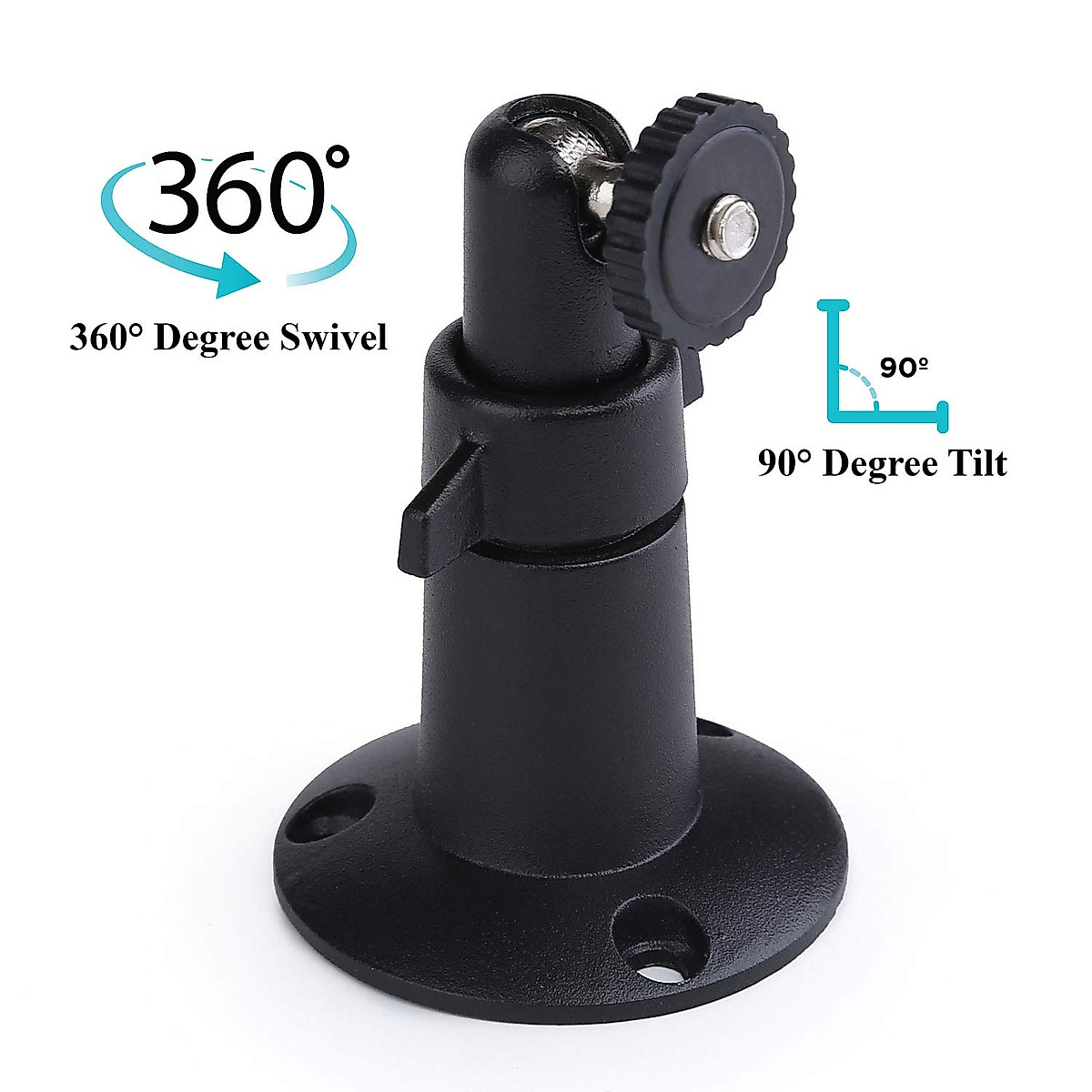 Metal 360 Degree Adjustable Security Weatherproof Indoor Outdoor Wall Mount Compatible with Ring Stick Up Wyze Cam Pan Arlo Camera and More - Black (2 Pack)