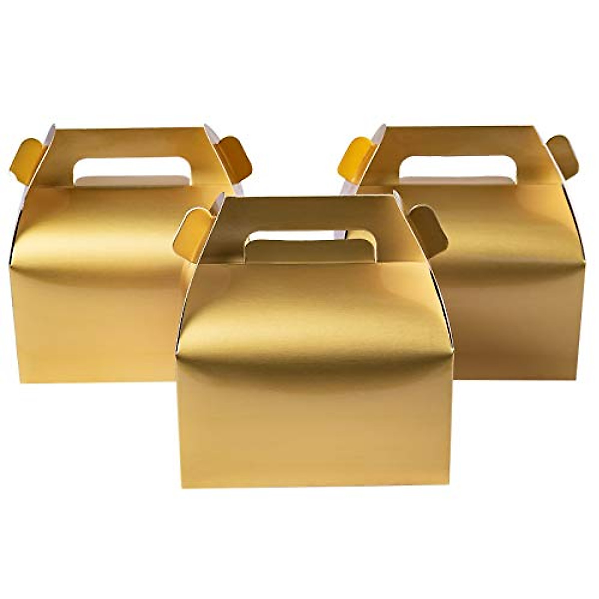 ONE MORE 25-Pack Gable Gold Candy Treat Boxes,Small Goodie Gift Boxes for Wedding and Birthday Party Favors Box 6.2 x 3.5 x 3.5 inch